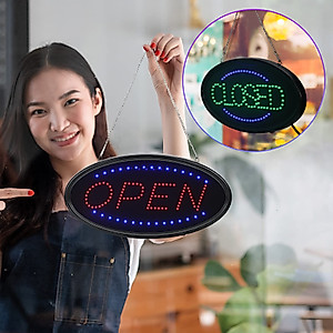 Liliful 2 Pcs Neon Open and Closed Signs for Business Set, 19 x 10" Oval Led Open Signs for Business Window Door with Two Modes Ultra Bright Electronic Advertisement Display Bar Shop Hotel Barbershop