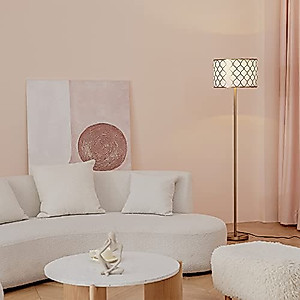 Globe Electric Novogratz x 65787 Kinsley 65" Floor Lamp, Matte Brass, Metal Mesh Over Cotton Shade