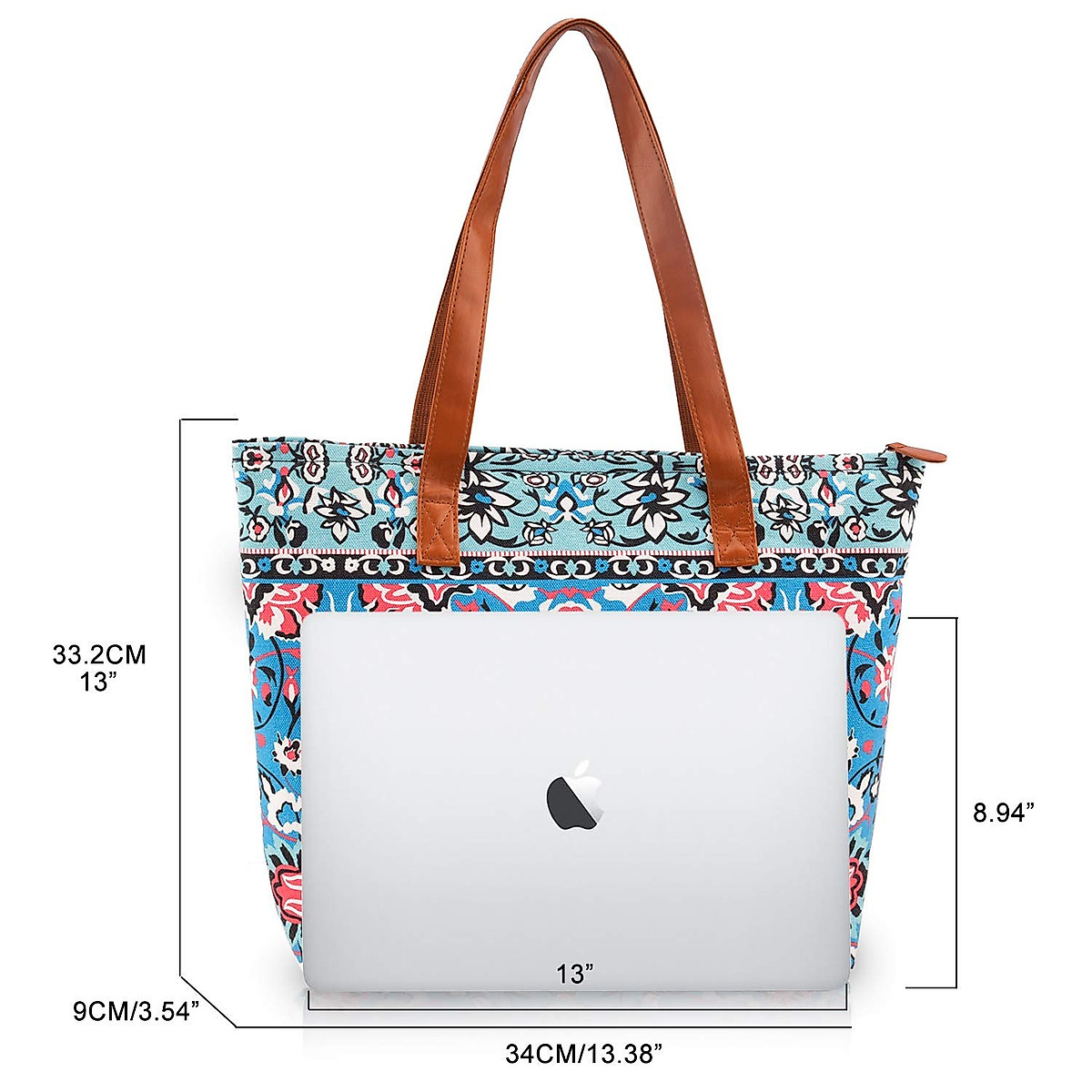 DEMOMENT Canvas Grocery Tote With Zipper for Women Lightweight Organizer Utility Bag For Travel Shopping Beach Work Gym (blue)