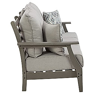 Signature Design by Ashley Visola Outdoor HDPE Patio Sofa with Cushion, Gray