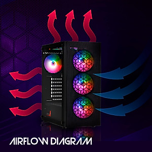 Raidmax X921 Mesh Airflow and Tempered Glass Gaming PC Case with Fans, Pre-Installed 6 Static RGB Color Fans, ATX Mid Tower PC Case, Black PC Case, Support ATX, Micro ATX, Water Cooling