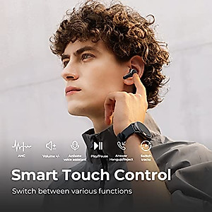 SoundPEATS T3 Wireless Earbuds Active Noise Cancelling Bluetooth 5.2 Headphones in-Ear ANC Earphones with Transparency Mode, Sound+ AI ENC Tech for Clear Calls, Touch Control, Immersive Stereo Sound