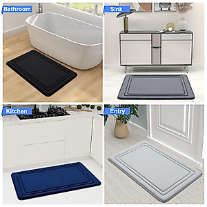 Grandaily Memory Foam Toilet Rugs U-Shaped 24x20, Ultra Soft, Non-Slip and Absorbent Bathroom Rugs, Machine Wash Dry, Comfortable Contour Bath Mat for Toilet Base, Navy Blue