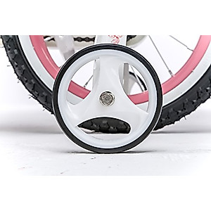 Royalbaby Princess Girl Children's Bicycle Outdoor Ride-On Bike with Training Wheels, Kickstand, Adjustable Seat and Basket, 16 Inch, Jenny/White-Pink