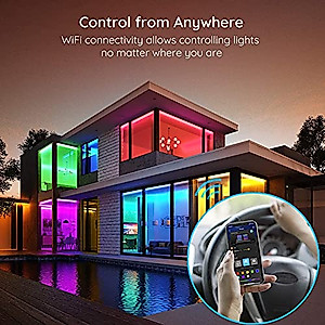 Govee 65.6ft Alexa LED Strip Lights, Smart WiFi RGB Rope Light Works with Alexa Google Assistant, Remote App Control Lighting Kit, Music Sync Color Changing Lights for Bedroom, Living Room, Kitchen