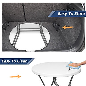 Byliable 32in Cocktail Folding High Top Table Bar Height Plastic Round Folding Table Indoor Outdoor with Removable Legs for Parties, Patio, Dining Room, Wedding