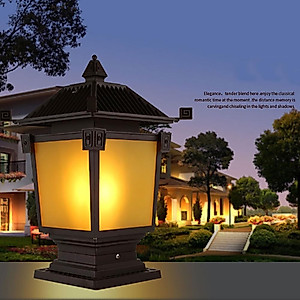 MODEBHD Solar LED Outdoor Post Lamps, Die-cast Aluminum Waterproof and Moisture-Proof IP65 Villa Courtyard Post Lantern E27, Pillar Light, The Garden Lawn Fence, Square Post Lights