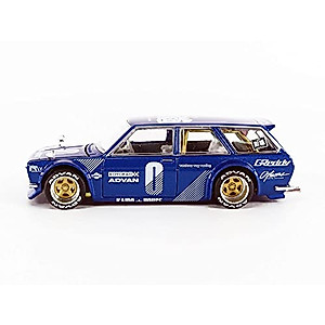 MINI GT 1971 Datsun 510 Wagon Right Hand Drive Blue Met. (Designed by Jun Imai) Kaido House Special 1/64 Diecast Model Car by True Scale Miniatures KHMG011