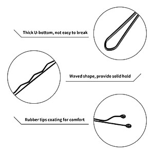 Vaincre Bobby Pin Hair Pins - 150 Count Bobby Pins Black Bulk with Storage Case, Pain-Free Hairpin Hair Pin for Buns, Hair Accessories Hairclips Hair Clips for Women and Girls (Black, 2 inch)