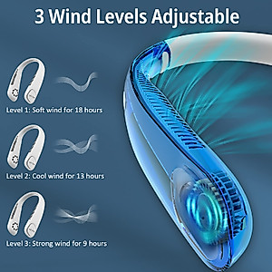 Lecone Large Capacity Portable Neck Fan, 9600mAh Rechargeable Bladeless Neck Fan Wearable Hands Free Personal Cooling Neck Fan Air Conditioner for Men and Women Outdoor Sports Travel Office