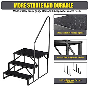 Pool Ladder, 3 Step Outdoor Steps 660 LBS Load Capacity, Portable RV Steps with Handrail and Non-Slip Platform, Mobile Home Steps Camper Accessories as Gifts for Campers and RV Travelers (3 Step)