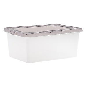 IRIS USA 8 Pack 17 Qt Clear Plastic Storage Box with Snap Lid, Gray