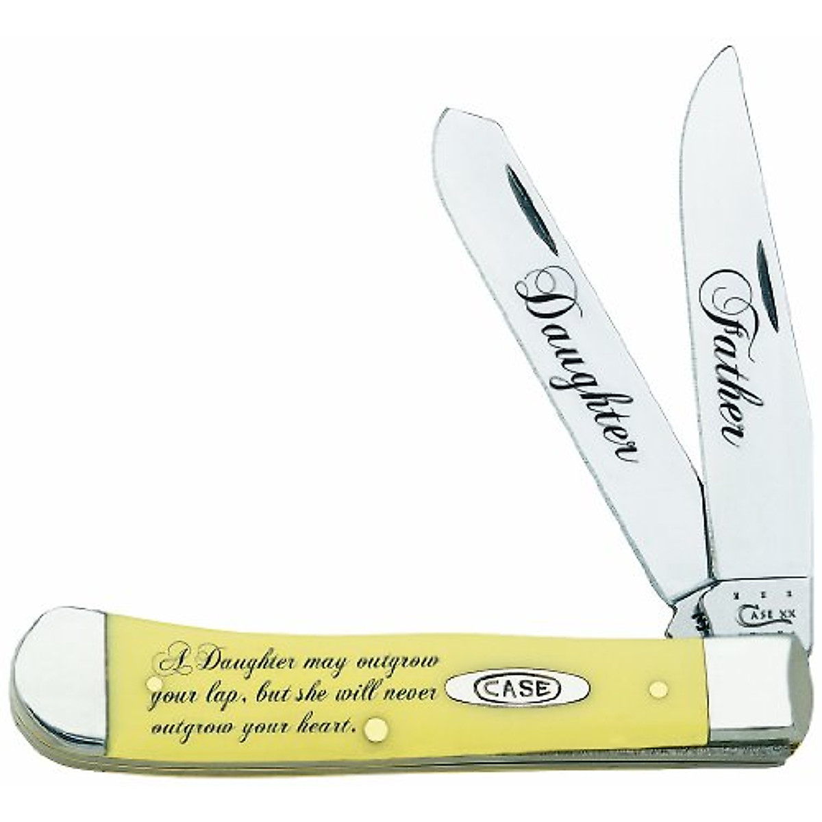 Case Cutlery CAT-FD/Y Yellow Handle Gift Sets Yellow Synthetic Trapper Knife with Stainless Steel Blades, Yellow Synthetic