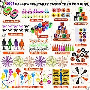 YEGEER Halloween Party Favors, 240 PCS Halloween Toys Bulk for Kids, Halloween Goodie Bag Stuffers Fillers, Trick or Treat Gifts Exchange, School Classroom Carnival Game Prizes Toys Set
