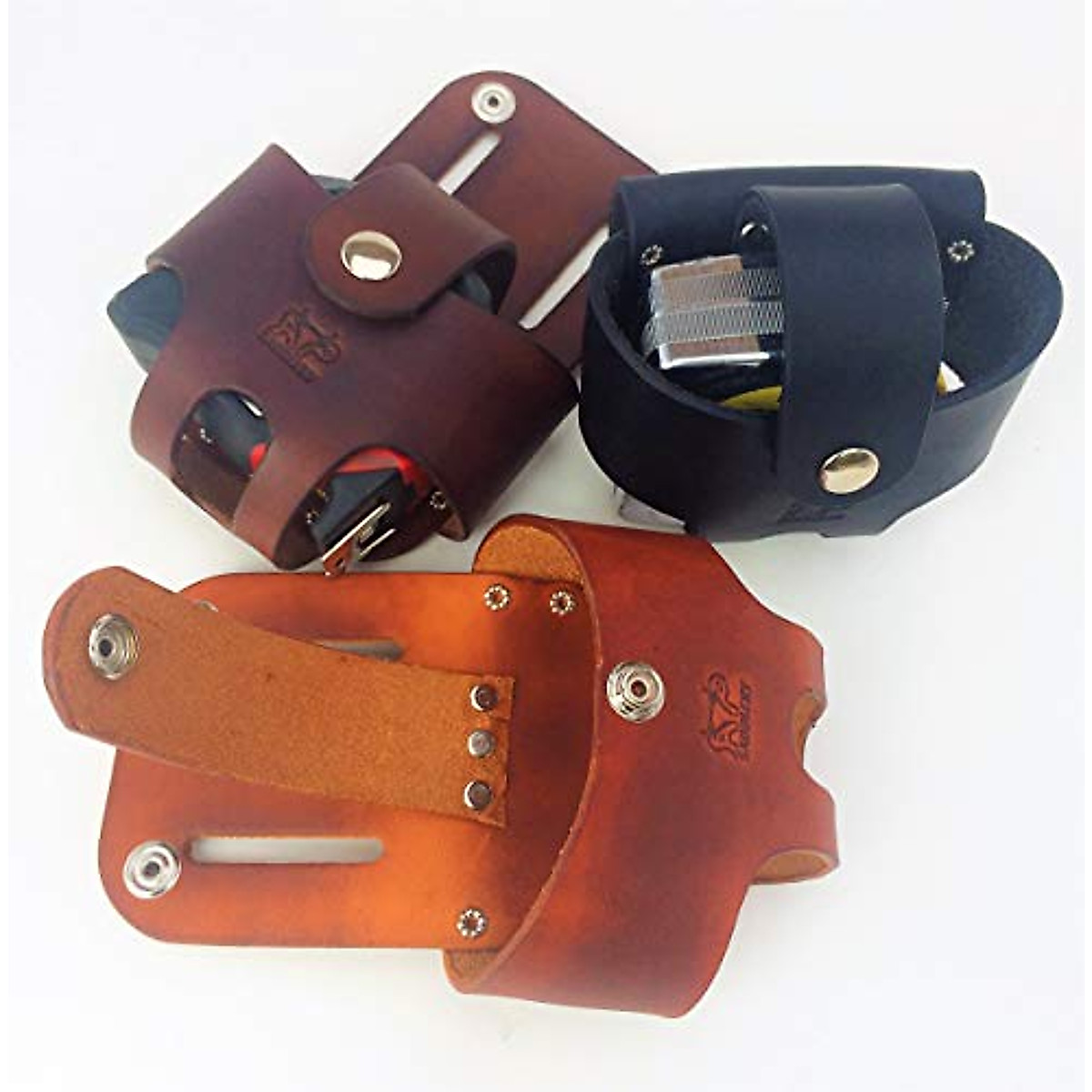 Basket Style Leather Tape Measure Holder by AP Saddlery (Dark Brown)