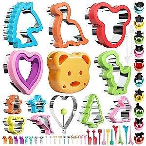 Sandwich Cutter and Sealer Set, Cookie Cutter set 53pcs, Mini Cookie Stamp Mold, Vegetable Fruit Cutter Molds, DIY and Food Decoration Tools