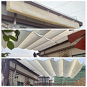 LXLIGHTS Retractable Wave Shade Sails, Easy to Install Sun Protection Awning, HDPE Ventilation Fabric U Shaped Sliding Roller Blind for Patio Roof Shade Canopy Cover