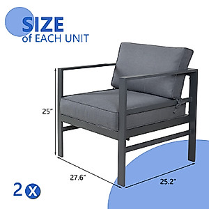 FYRICKYLINOO 2 PCS Aluminum Modern Outdoor Patio Club Chair Set, Grey Cast Aluminum, All-Weather, Sectional Sofa, 27.6*25.2*25 inches, 400 lbs, Grey, Resistant, Sturdy, Waterproof