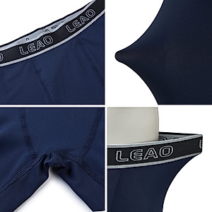 LEAO Youth Boys Compression Leggings Fleece Quick Dry Sports Tights Soccer Baseball Basketball Baselayer Pants Navy L