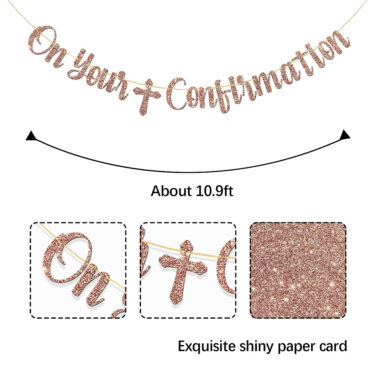 MonMon & Craft On Your Confirmation Banner/Engagement/Bride to Be Banner/Wedding/Bachelorette Party Decorations Supplies/Rose Gold Glitter
