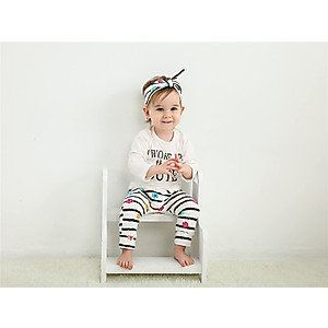 KuKitty 3Pcs Baby Girl Outfits Set I Woke Up This Cute Long Sleeve T-Shirt Tops Flowers Pants with Headband (3-6 Months)