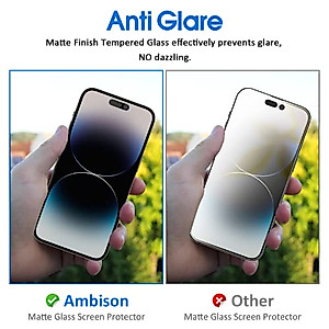 Ambison [2 Pack Matte Glass Screen Protector Compatible for iPhone 14 Pro Max, Dynamic Island Compatible/Anti-Glare [No Bubbles] Install Frame/Smooth as Silk, iPhone 14 Pro Max 6.7inch 2022