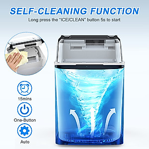 HUMHOLD Nugget Ice Maker Countertop, 44Lbs Pebble Ice Per Day, 24Hrs Preset Program with Automatic Self Cleaning Function, Mini Pellet Ice Cubes Maker Machine for Home/Kitchen/Office/RV