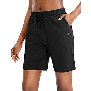 G Gradual Women's Bermuda Shorts Jersey Shorts with Deep Pockets 7" Long Shorts for Women Lounge Walking Athletic (Black, XX-Large)