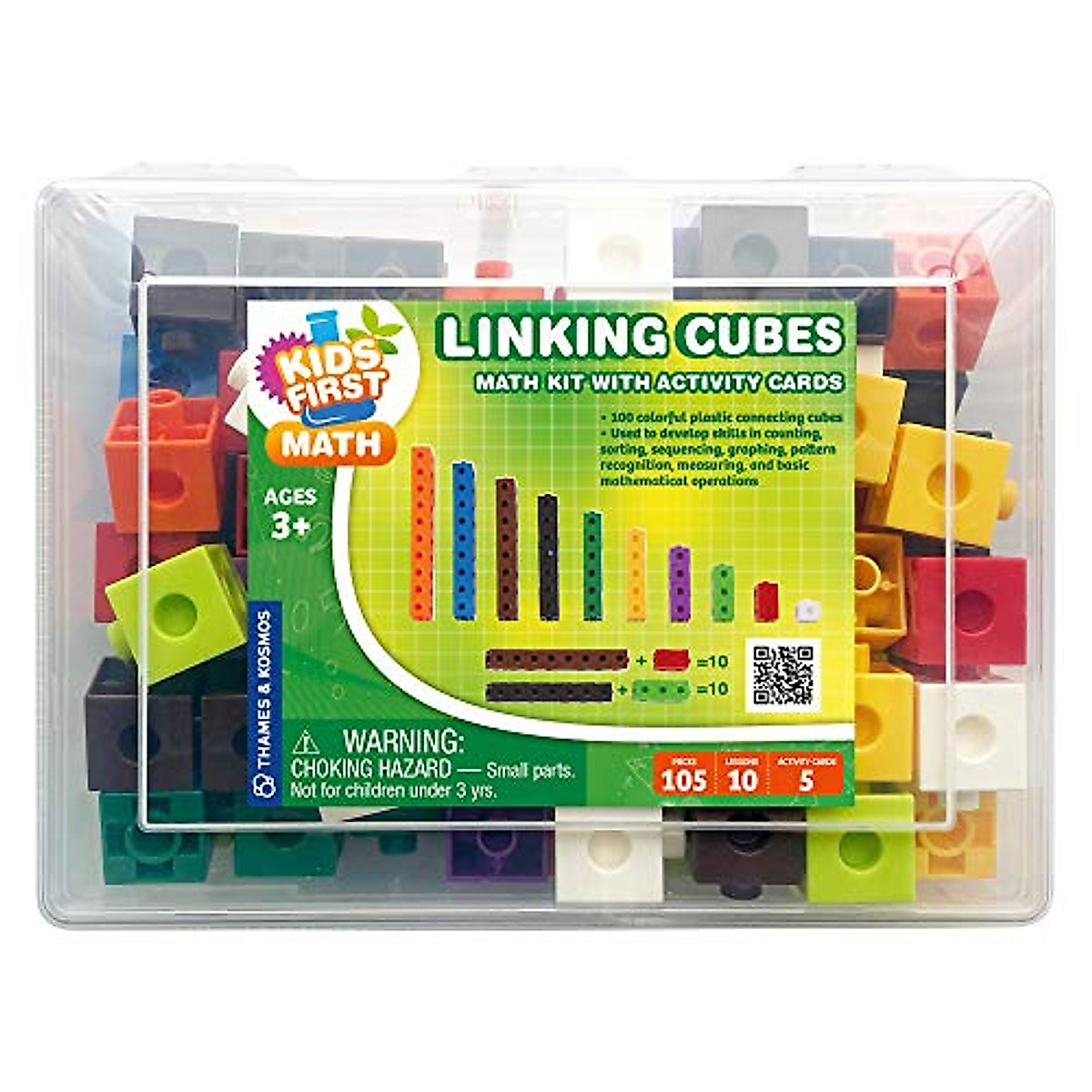 Kids First Math: 100 Linking Cubes Math Kit w/Activity Cards | Develop Skills in Counting, Sorting, Sequencing, Graphing, Measuring | Visual Hands-on Math for at-Home or Classroom Learning Ages 3+
