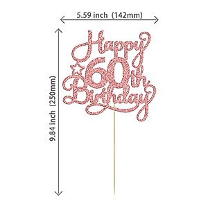 1 Pack Happy 60th Birthday Cake Topper Rose Gold Glitter 60 & Fabulous Cheers to 60 Years Old 60th Birthday Cake Pick for Celebrating 60th Birthday Anniversary Party Cake Decorations Supplies