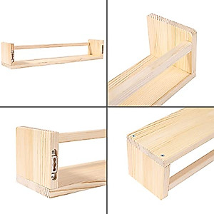 MBYD 24 Inch Floating Bookshelves, Handmade Natural Wood Wall Shelf, Wall Book Shelf for Kitchen Spice Rack or Bathroom Shelves, Set of 3 Same Dimensions