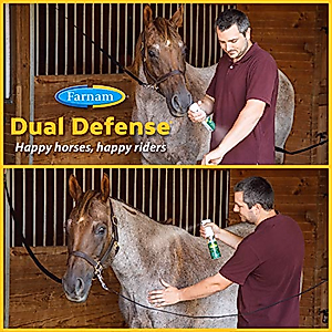 Farnam Dual Defense Insect Repellent for Horse and Rider, Fly Control, 12 Hour Long Lasting Protection, 10 Ounce Non-Aerosol Spray Bottle