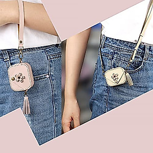 Secbolt Leather Cases Compatible with Airpod Pro Case Cover Cute for Women, Pink, Protective Cover Bag Purse with Strap Compatible with Apple AirPods Pro 2019