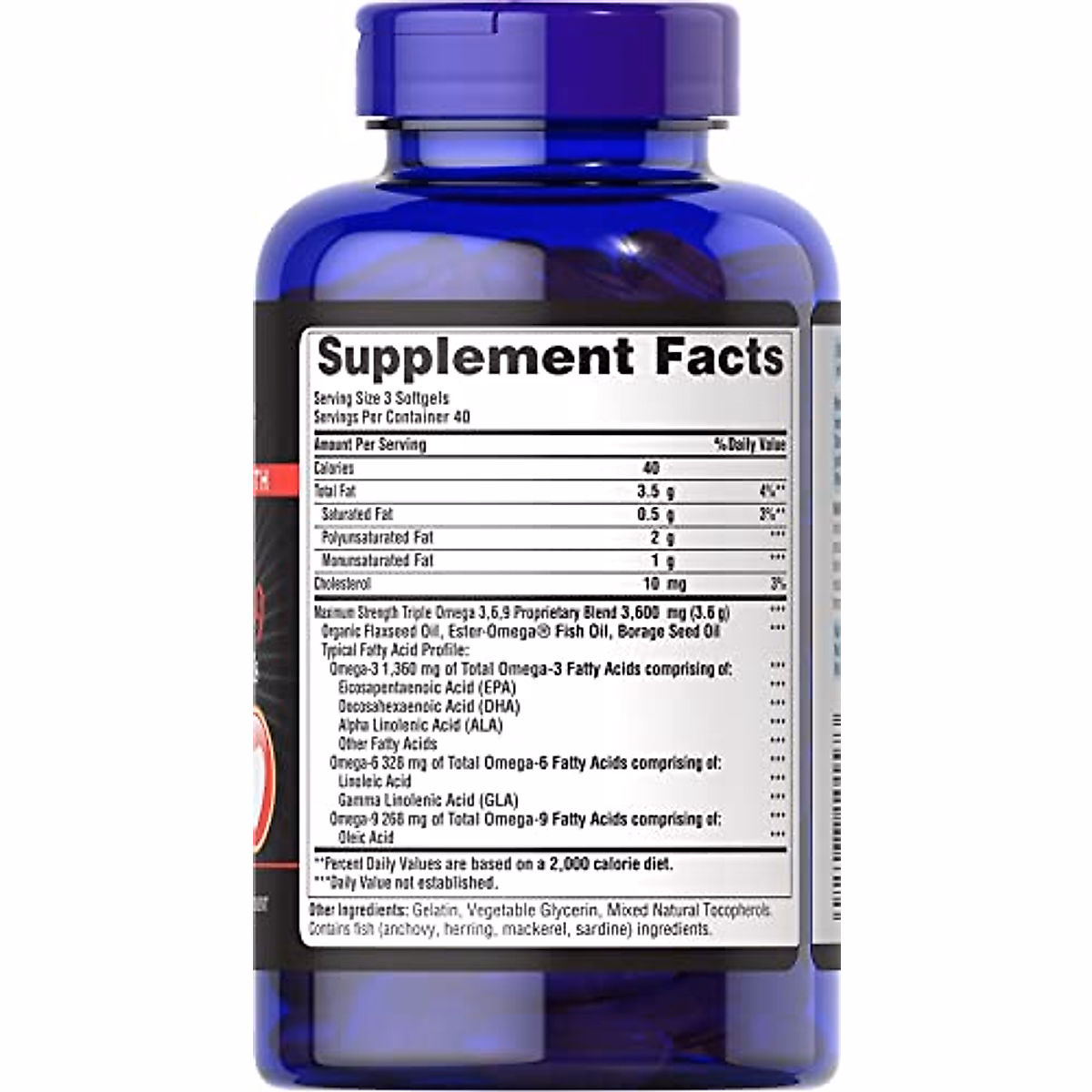 Puritans Pride Triple Omega 3-6-9 Fish, Flax & Borage Oils, 120 Count