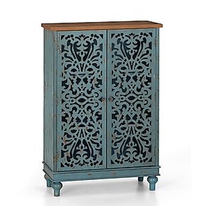 Sophia & William Tall Storage Cabinet 47.4", Decorative Cabinet with Storage, 2-Door Accent Cabinet, for Living Room, Dining Room, Blue
