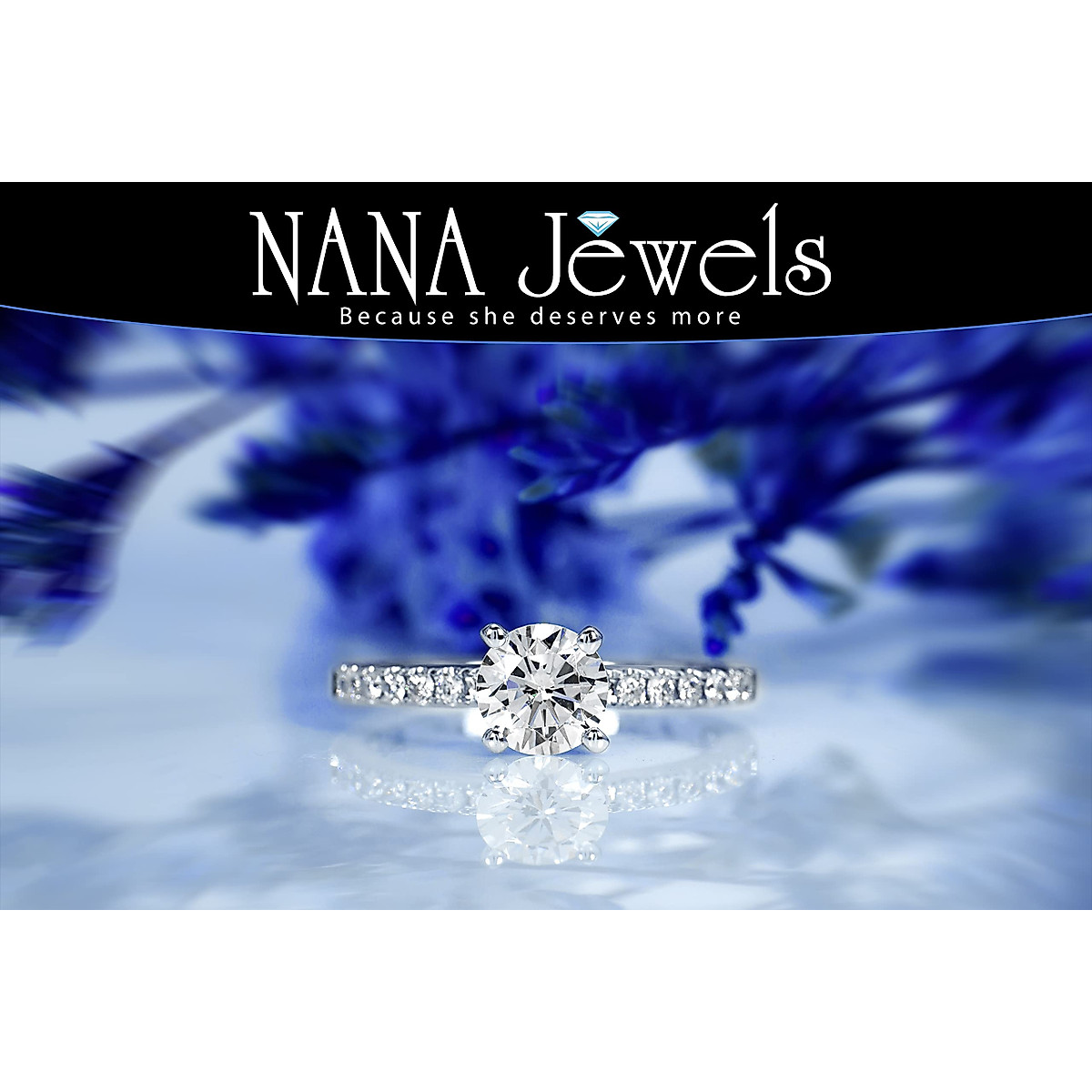 NANA Jewels 3.00ct Pure Brilliance Zirconia Engagement Ring Wedding Set Round Brilliant Cut Solitaire in Silver Size 7