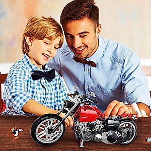MANYI Motorbike Toy Building Kit,Build A Motorcycle Building Blocks Set Model,Featuring Gearbox and Suspension（613Pieces）