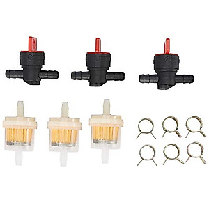 Aqur2020 G1/4 Gas Tank Shut Cut Off Valve Pump Filter Clamp Gas Kit for Garden Brush Cutter Lawn Mower Carburetor Strainer Polyester Screen Sediment Trapper System