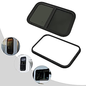 Vertical Sliding Black RV Window for Teardrop, Cargo, Horse Trailer, Marine Camper Window Replacement,15" Wide x 24" Tall