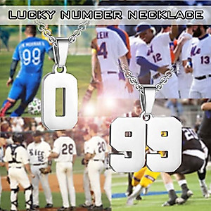 Number Necklace for Boy Silver Athletes Number Chain Stainless Steel Charm Pendant Personalized Sports Jewelry for Men Basketball Baseball Football(3)