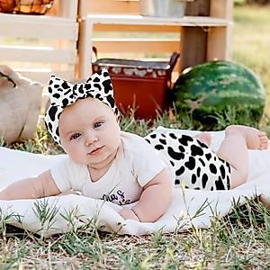 Cow Print Baby Shorts Set Baby Girl Bummies Summer Shorts High Waisted Bloomers and Bows Cow Spot Diaper Cover Baby Shorts Cow Girl Outfit Baby Toddler Clothes Baby Shower Birthday Cake Smash Gift