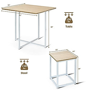 Giantex 5 Piece Dining Table Set, Dining Set for 4 with Square Stools, Small Kitchen Table Set with Metal Frame, Compact Design for Small Space, Home Kitchen Bar Pub Apartment