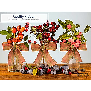 Royal Imports Fall Checkered Plaid Print Ribbon Wired, Orange/Green, 2.5" (#40) for Bow Making, Gift Wrapping, Wreaths, 25 Yd Roll (75 FT Spool)