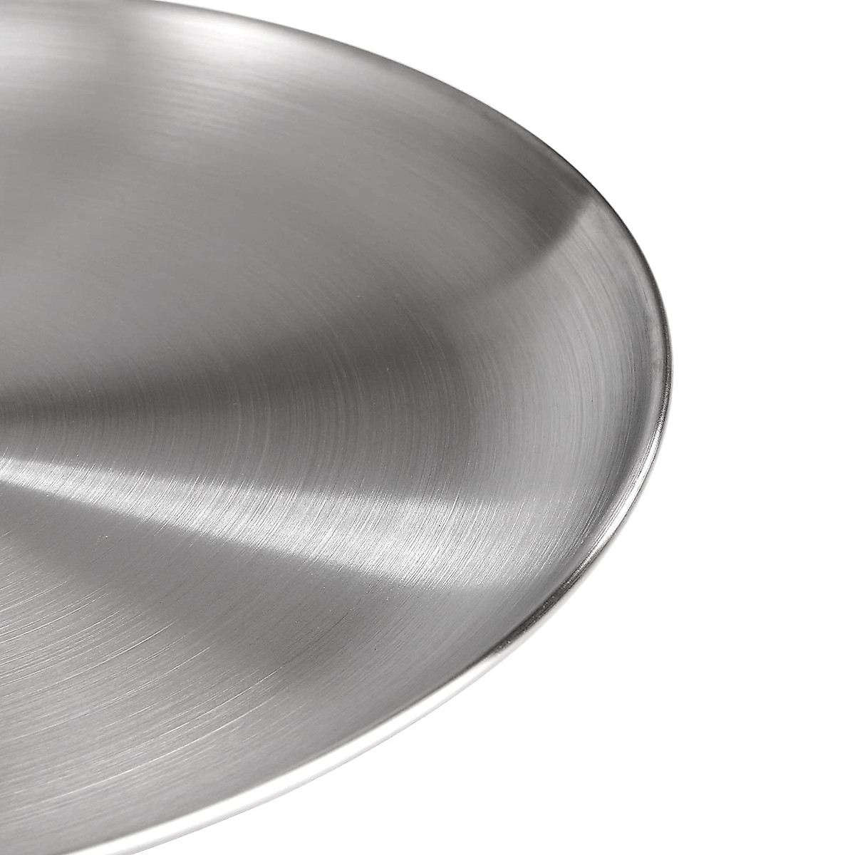 TOPZEA 4 Pack 304 Stainless Steel Dinner Plates, 10 Inch Matte Polished Metal Round Camping Dishes Set Rust-Proof Food Serving Platter for Salad, Appetizer, Fruit, Dessert, Dishwasher Safe