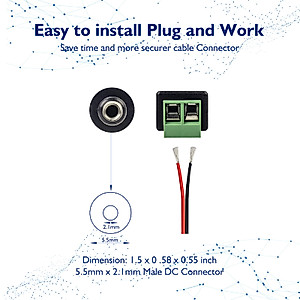 ThePoEstore 20 Pcs DC 12V 5A Power Jack Male Plug Adapter Barrel Connector 5.5 x 2.1mm for CCTV, Security Camera, LED Strip - Ideal for Fan, AC, Charger