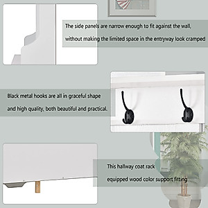 Acosure Modern Style Multiple Functions Hallway Coat Rack with 6 Metal Hooks,Entryway Bench Wide Hall Tree W/Ample Storage Space & 24 Shoe Cubbies,for Apartment Living Room,White,60"