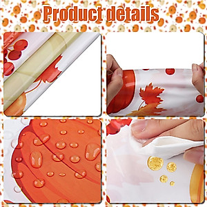 2 PCS Fall Pumpkin Plastic Tablecloth Thanksgiving Party Tablecloths Maple Leaf Berries Table Cover Rectangle Disposable Tablecloths for Autumn Harvest Party Holiday Dining Home Decor, 54" x 108"