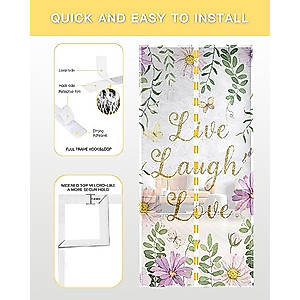 ZOE GARDEN Inspirational Quote Magnetic Screen Door for Sliding/Single/French Doors, Self Sealing Magnets Patio Door Screen Heavy Duty Mesh Curtain, Green Eucalyptus Leaves Elegant Flower