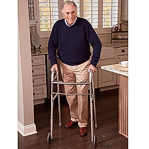 Carex Folding Walker for Seniors - Adult Walker With Wheels - Portable Medical Walker with Adjustable Height, 30-37 Inches, Aluminum, Lightweight