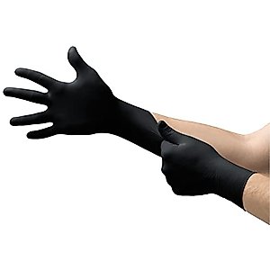 Microflex MK-296 Black Disposable Nitrile Gloves, Latex-Free, Powder-Free Glove for Mechanics, Automotive, Cleaning or Tattoo Applications, Medical/Exam Grade, Size Large, Case of 100 Units
